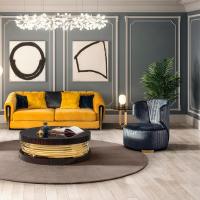 China Bright Gold Creative Lounge Side Table Metal Round Coffee Table For Hotel Office for sale