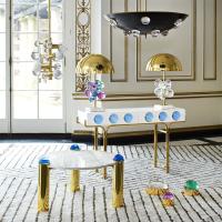 China Art Postmodern Marble Top Round Coffee Table Hotel Stainless Steel Tea Table for sale