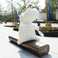 China Sky Street Fiberglass Leisure Bench With Sculpture Ornament Outdoor Commercial Street Park for sale