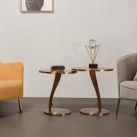 China Class Brushed Brass Stainless Steel Side Table Small Round Table Coffee Table for sale