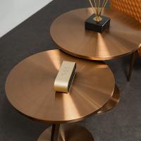 China Class Brushed Brass Stainless Steel Side Table Small Round Table Coffee Table for sale