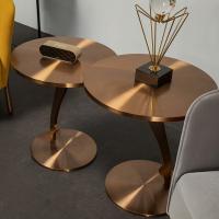 China Class Brushed Brass Stainless Steel Side Table Small Round Table Coffee Table for sale