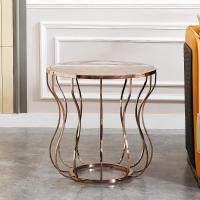 China Golden Metal Corner Table Sofa Side Table Round Glass Table Top Bedside Table for sale