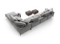 China Hotel Office L-Shape Corner Long Sofa High Quality Linen Black Iron Feet Sofa for sale