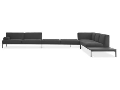 China Atmosphere Hotel Large Space Corner Sectional Fabric Sofa Black Iron Feet for sale