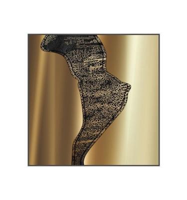 China Custom Golden Premium Square Wall Art Hotel Entryway Metal Decor Painting Mural for sale
