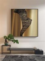 China Custom Golden Premium Square Wall Art Hotel Entryway Metal Decor Painting Mural for sale