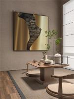 China Custom Golden Premium Square Wall Art Hotel Entryway Metal Decor Painting Mural for sale