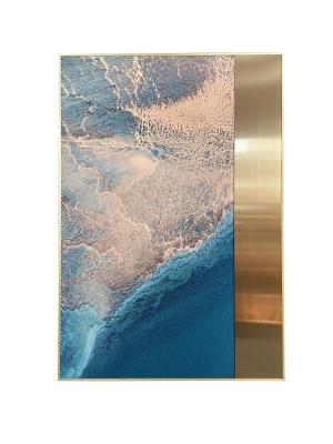 China Stainless Steel Sandstone Painting Entryway Hanging Painting For Luxury Spaces for sale