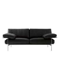 China Light Luxury Minimalist Multi-seat Black Hotel Room Leather Sofa With Metal Frame for sale