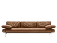 China Light Luxury Minimalist Multi-seat Black Hotel Room Leather Sofa With Metal Frame for sale
