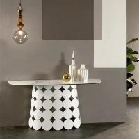 China Luxury Hotel High-end Stainless Steel Marble Gold Entrance Table for sale