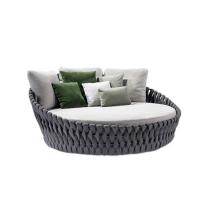 China Luxury Hotel Outdoor Rattan Round Bed Alfresco Lounger Sofa for sale