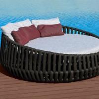 China Luxury Hotel Outdoor Rattan Round Bed Alfresco Lounger Sofa for sale