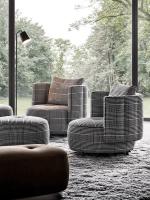 China Contemporary Hotel Minimalist Style Genuine Leather Single Sofa for Reception Area for sale