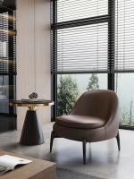 China 5 Star Hotel Minimalist Style Genuine Leather Sofa Business Chair And Table Set for sale