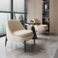 China 5 Star Hotel Minimalist Style Genuine Leather Sofa Business Chair And Table Set for sale