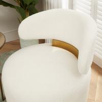 China Modern 5 Star Hotel Room Boucle White Fabric Material Swivel Armchair for sale