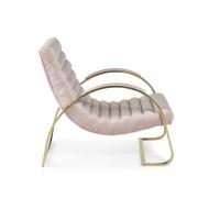China 5 Star Hotel Pink Brushed Velvet Modern Single Sit Armchair Customization for sale