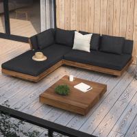 China L Shape Sectional Fabric Outdoor Sofa Bed With Wooden Frame For Roof Patio for sale