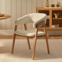 China 5 Star Hotel Room Minimalist Style White Fabric Solid Oak Leisure Armchair for sale