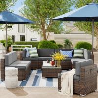 China High-grade Hotel Outdoor Sofa Rattan Wicker Rattan Chair Rattan Sofa Combination for sale