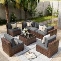 China High-grade Hotel Outdoor Sofa Rattan Wicker Rattan Chair Rattan Sofa Combination for sale