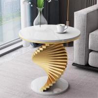 China Black Gold Marble Coffee Table Casual Metal Side Table Hotel Office Use for sale