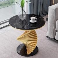 China Black Gold Marble Coffee Table Casual Metal Side Table Hotel Office Use for sale
