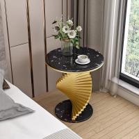 China Black Gold Marble Coffee Table Casual Metal Side Table Hotel Office Use for sale