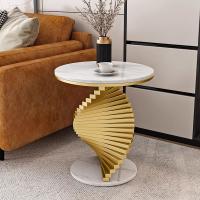 China Black Gold Marble Coffee Table Casual Metal Side Table Hotel Office Use for sale