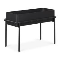 China 5 Star Hotel Luxury Outdoor Black Metal Flowerpot for sale