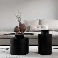 China Five-star Hotel Modern Carbon Steel Art Round Corner Table Guest Room Bedside Table for sale