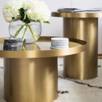 China Five-star Hotel Modern Carbon Steel Art Round Corner Table Guest Room Bedside Table for sale