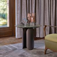 China Five-star Hotel Modern Carbon Steel Art Round Corner Table Guest Room Bedside Table for sale