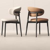 China Light Luxury Hotel Restaurant Furniture Stainless Steel Armrest Leather Dining Chair for sale