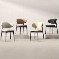 China Light Luxury Hotel Restaurant Furniture Stainless Steel Armrest Leather Dining Chair for sale