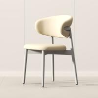 China Light Luxury Hotel Restaurant Furniture Stainless Steel Armrest Leather Dining Chair for sale