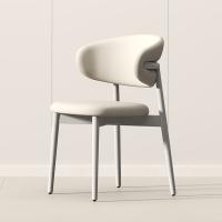 China Light Luxury Hotel Restaurant Furniture Stainless Steel Armrest Leather Dining Chair for sale