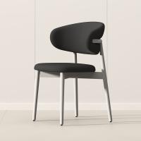 China Light Luxury Hotel Restaurant Furniture Stainless Steel Armrest Leather Dining Chair for sale