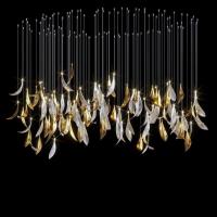 China Metal Leaf Shaped Custom Lighting Hotel Lobby Main Chandelier Staircase Lights for sale