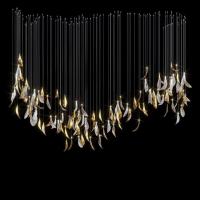 China Metal Leaf Shaped Custom Lighting Hotel Lobby Main Chandelier Staircase Lights for sale