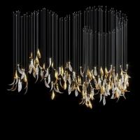 China Metal Leaf Shaped Custom Lighting Hotel Lobby Main Chandelier Staircase Lights for sale