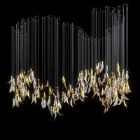 China Metal Leaf Shaped Custom Lighting Hotel Lobby Main Chandelier Staircase Lights for sale