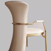 China Light Luxury Premium Leather Chair Stainless Steel Modern Minimalist Dining Chair for sale