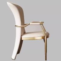 China Light Luxury Premium Leather Chair Stainless Steel Modern Minimalist Dining Chair for sale