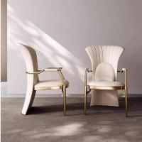 China Light Luxury Premium Leather Chair Stainless Steel Modern Minimalist Dining Chair for sale