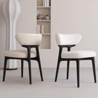 China Star Hotel Solid Wood White Leather Dining Room Chairs for sale