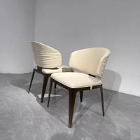 China Hotel Restaurant Light Luxury Stainless Steel Leather Dining Chair for sale