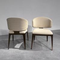 China Hotel Restaurant Light Luxury Stainless Steel Leather Dining Chair for sale